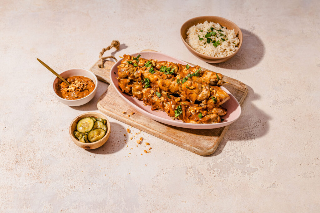 BBQ Chicken Skewers with Maple Satay Sauce - Saints Foodland